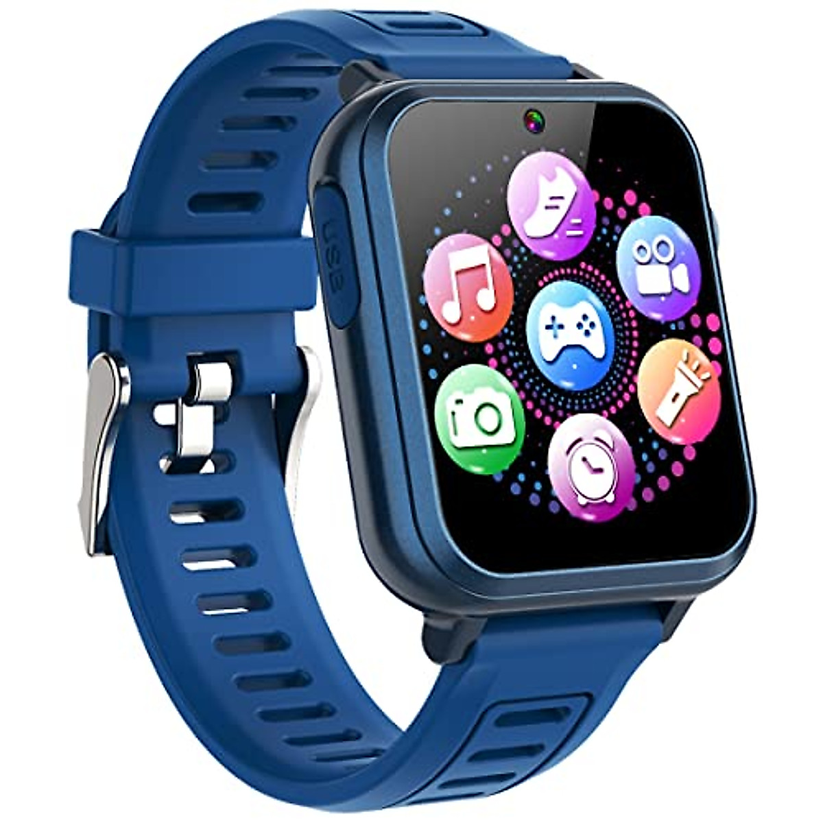 OVV Smart Game Watch for Kids, Kids Smart Watch with 16 Puzzle Games 1.44" HD Touch Screen Music Player Camera Video Recorder Alarm Clock Pedometer Educational Learning Toys Boys Girls (Blue)