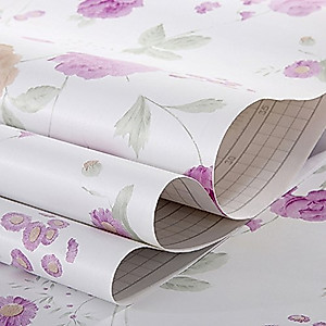 GLOW4U Self Adhesive Decorative Floral Contact Paper Drawer Shelf Liner Removable Peel and Stick Bathroom Kitchen Backsplash Wall Paper 17.7 inch by 16 Feet