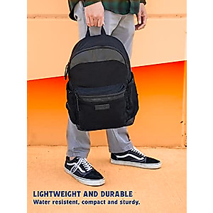 Wrangler Powell Backpack for Travel Classic Logo Water Resistant Casual Daypack for Travel with Padded Laptop Notebook Sleeve (Black)