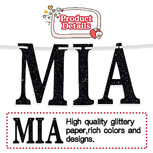 Mamma Mia She is Getting Married Banner, Newly Engaged/Wedding Gift for Bride, Engagement/Wedding/Brial Shower Party Decoration Supplies for Friends, Black Glitter