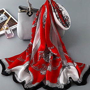 YMXHHB Silk Scarf 100% Mulberry Silk Fashion Scarves Long Lightweight Shawl Wrap (6710 Red)