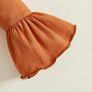 Emmababy Toddler Baby Girl Clothes Long Sleeve Cow Print OutfitT-Shirt + Flare Pants Bell-Bottom Tie Dye Leggings Set 0-4T (3PCS brown, 12-18 Months)