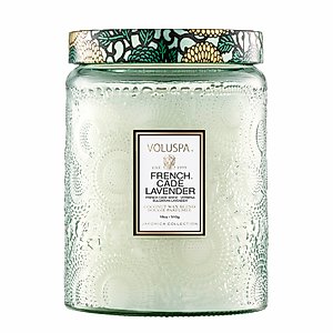 Voluspa French Cade Lavender Candle, 18 oz, Coconut Wax Blend, Scented Candles for Home, 100 Hour Burn Time, Candle Jars