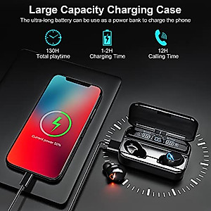 Yardstick Wireless Earbuds, Bluetooth 5.2 Headphones with Wireless Charging Case 1200mAh-60Hrs Play Time-Cell Phones Charging Function, Built-in Microphone IPX5 Waterproof Earphone for iOS/Android