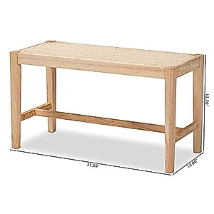 Baxton Studio Danyl Benches, One Size, Beige/Oak Brown