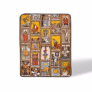 Tarot Card Collage Fleece Throw Blanket | Plush Soft Polyester Cover for Sofa and Bed, Cozy Home Decor, Luxury Room Essentials | Zodiac Astrology Gifts for Adults and Teens | 45 x 60 Inches