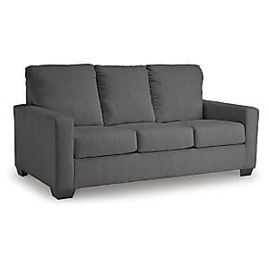 Signature Design by Ashley Rannis Casual 2-in-1 Sofa Sleeper with Folding Gel Memory Foam Mattress, Full, Gray