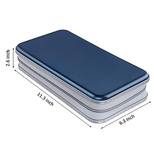 CD Case, Siveit DVD Case Holder 96 Capacity Hard Plastic CD DVD Disc Cases Storage Binder Wallet for Car Home Office Travel (Dark Blue)
