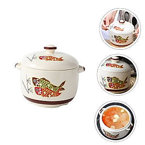 1pc Ceramic Small Crock Soup Cup Ceramic Kitchenware Ceramic Stew Pot Ceramic Stew Cup Dessert Cup with Lid Ceramic Soup Bowl Ceramic Bowl Steaming Bowl Kitchen Tableware