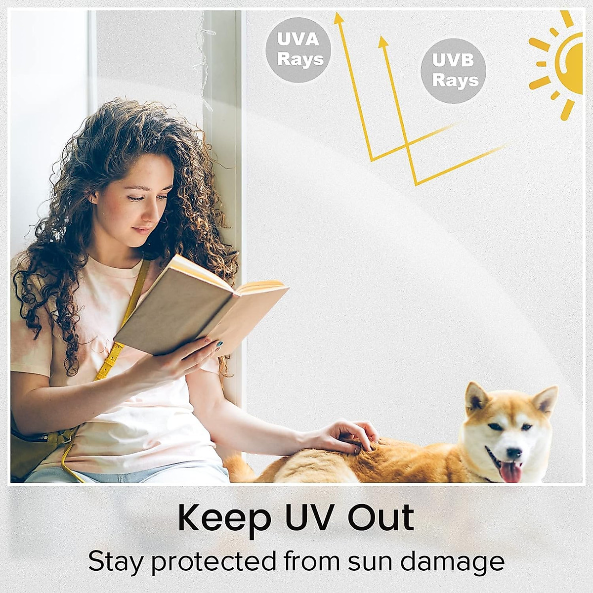 rabbitgoo Window Privacy Film, Non-Adhesive Frosted Glass Window Film for Bathroom, Static Cling Heat Blocking Stickers for Home Indoor Opaque Frosting Coverings House Tint, Matte White 23.6" x 78.7"