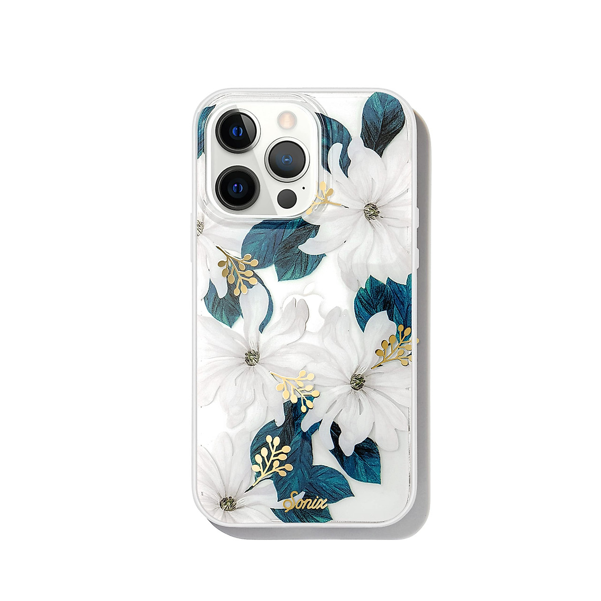 Sonix Phone Case for iPhone 13 Pro | 10ft Drop Tested | White Flower with Gold Foil | Delilah