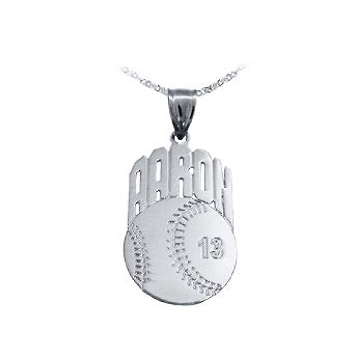 Baseball Sport Charm - Personalized Baseball - Baseball Name and Number - Sterling Silver - Made in USA