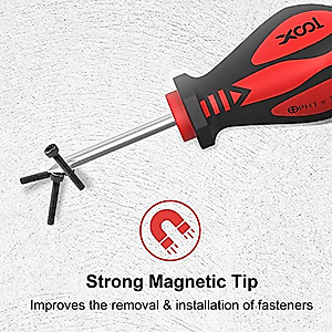 XOOL Magnetic Screwdriver Set 18 PCS, Professional Cushion Grip 9 Phillips and 7 Flat Head Tips Screwdriver Non-Slip for Repair Home Improvement Craft