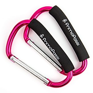 Primo Passi - Large Stroller Hook | 2 Large Stroller Organizer Hook Clip for Purse Shopping and Diaper Bags | Stroller Hanger - Pink