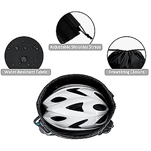 WANDF Drawstring Backpack with Shoulder Pad Sports Gym Backpack with Mesh Pocket String Bag for Women Men(Black)