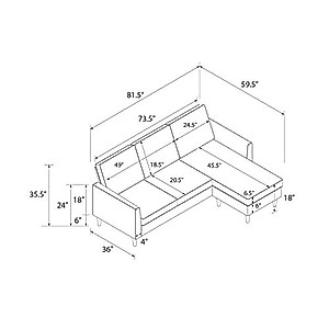 Mr. Kate Winston Reversible Sofa Sectional, Dark Gray Velvet