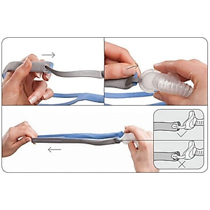 Airfit P10 Premium Durable CPAP Headgear Strap Replacement by Dreamfinder Supplies, Compatible with Resmed Airfit P10 Nasal Pillow CPAP mask with Headgear System, Blue/Gray (2 Pack)