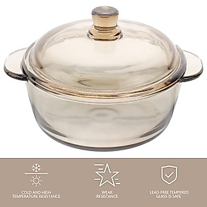 Angoily Soup Bowls Glass glass fruit bowl Saucepan with Lid - Glass Stovetop Safe Pot Pasta Noodle Bowls Soup Pot Pan for Kitchen Restaurant Light dessert bowl Brown appetizer bowls Ramen Bowl