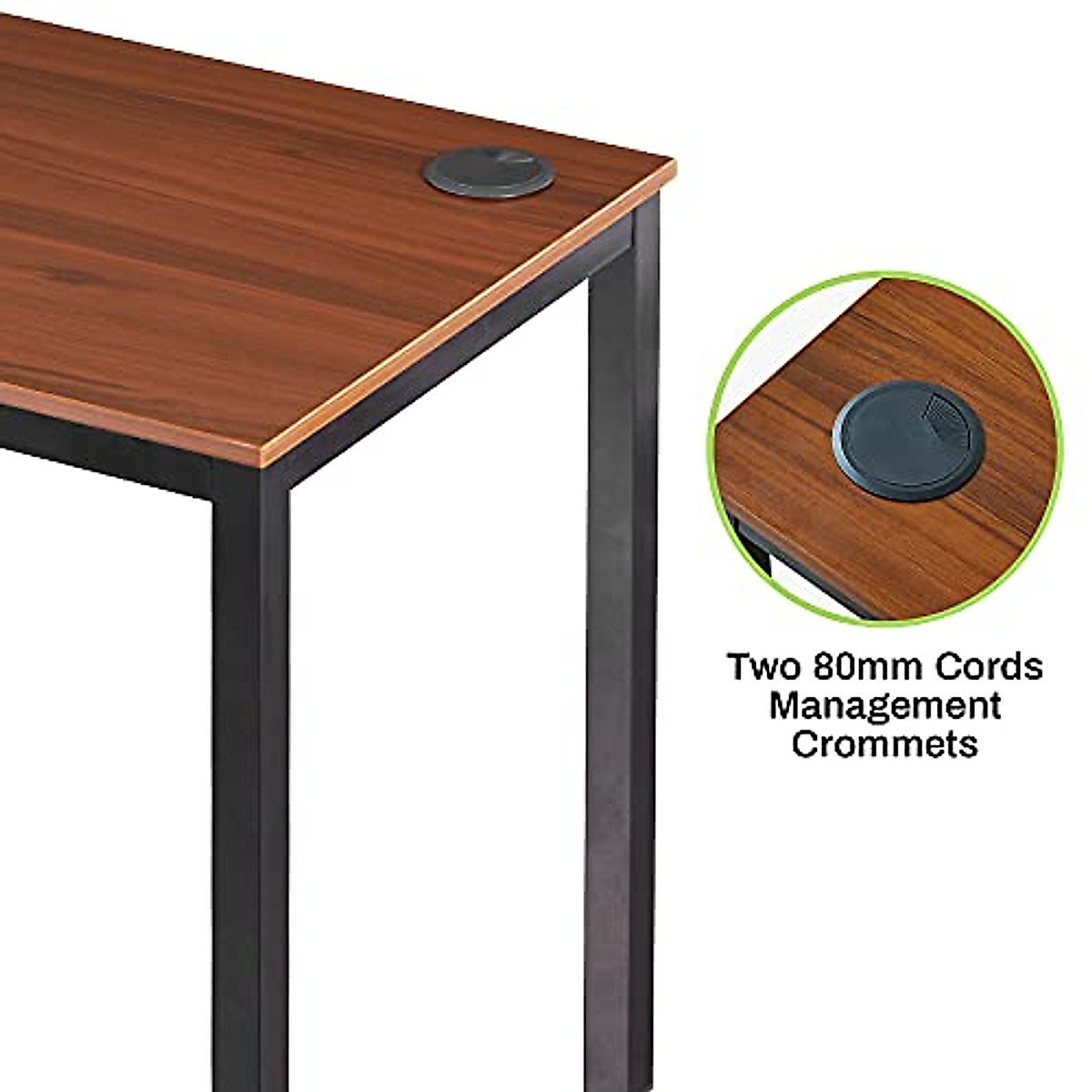 EE EUREKA ERGONOMIC 47 Inch Teak Brown Home Office PC Computer Desk, Simple Modern Work Study Writing Gaming Table for Small & Medium Spaces Desktop with Black Metal Legs, Sturdy & Easy Assembly