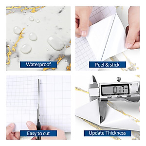 FunStick 24"x200" White Gold Marble Contact Paper for Countertop Contact Paper Peel and Stick Countertops for Kitchen Wallpaper Waterproof Self Adhesive Marble Wallpaper for Cabinets Table Desk Walls