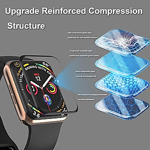 EWUONU [2 Pack Tempered Glass Screen Protector for Apple Watch Series 6/SE/SE 2nd Gen/5/4 40mm, 3D Full Coverage [Easy Installation Frame] Waterproof Bubble-Free HD Clear Film for iWatch 40mm