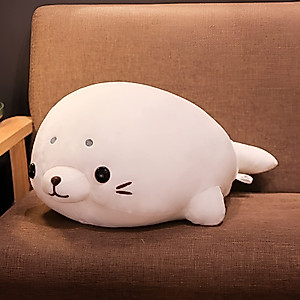 XIOU Cute Seal Plush Toy Stuffed Animal, Super Soft Seal Hugging Pillow, Chubby Seal Plushie Gift for Kids Children Girls Boys Baby Toddlers, Sea Animal Adorable Home Decor (S-19.7in/50cm)