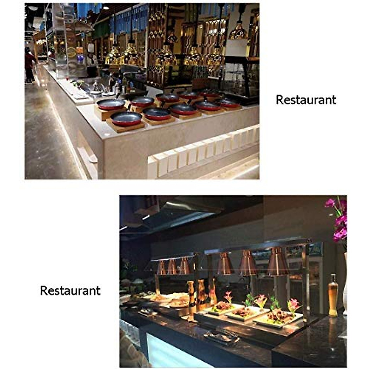 Buffet Hotel Restaurant Bavelet Light, 3 Pack, Black Food Heat Lamp Warmer Free Standing Commercial Vertical Thermal Thermal Threading Ajastable Chandelier