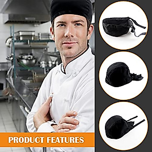FERCAISH Japanese Chef Hat Cooking Hats, Unisex Adjustable Dirt-Resistant Kitchen Cooking Chef Cap for Kitchen Cooking Service (Black)