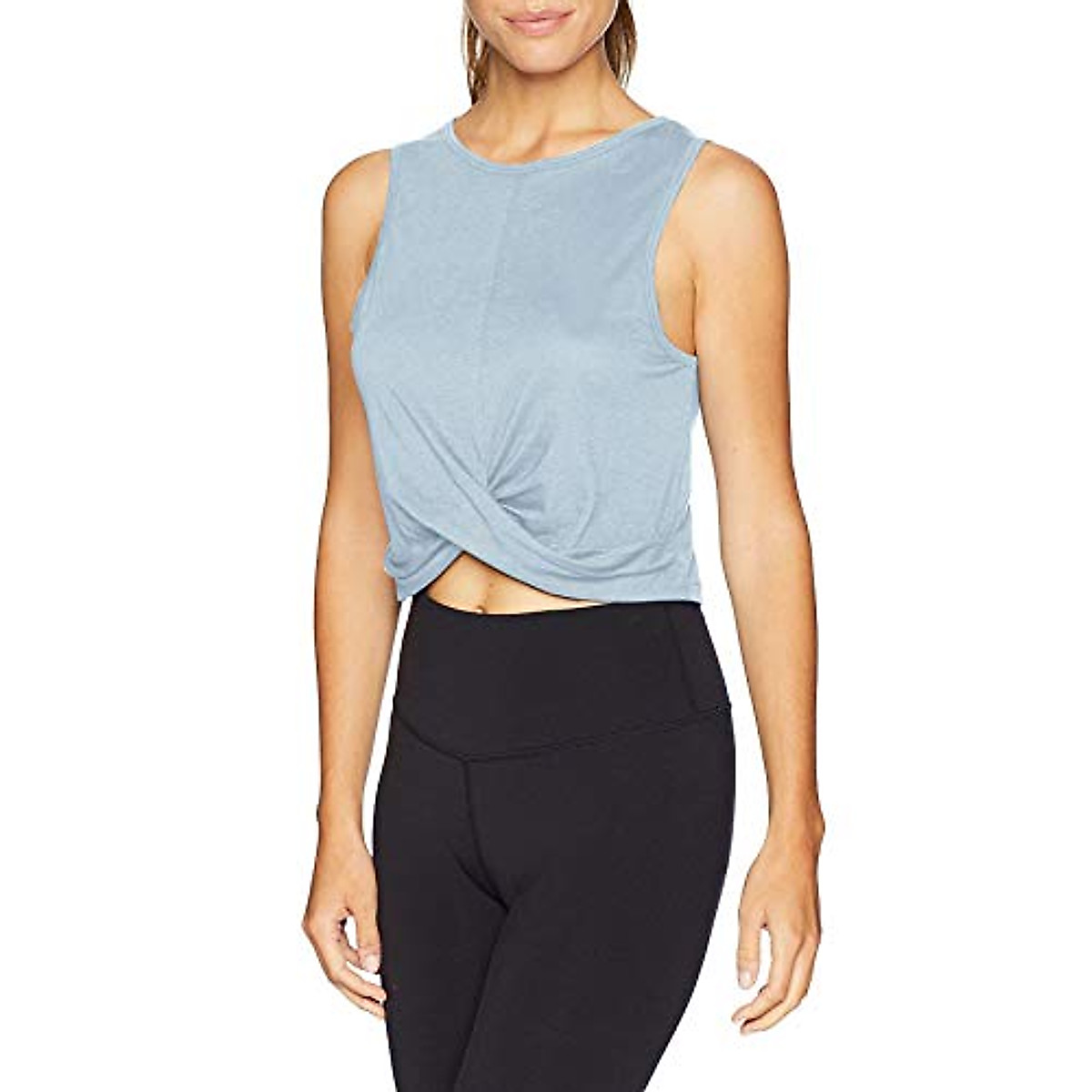 Bestisun Womens Crop Workout Tops Cropped Workout Tank Yoga Tops Pilates Athletic Shirts Crop Tank Top Gym Exercise Clothes Gray Blue S