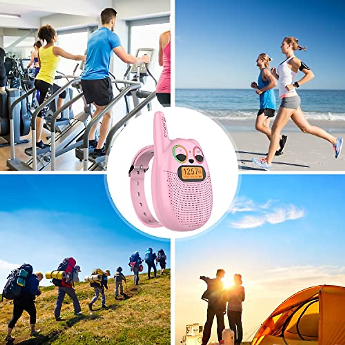 Qniglo Walkie Talkies for Kids Rechargeable, 2 Pack Kids Walkie Talkie with FM Handheld Walki Talki with Wearable Lanyard & Wrist for Outdoor Camping Games & Birthday Xmas Toys Gifts for Boys Girls