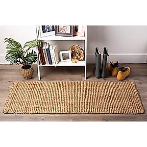 J & M Home Fashions Eco-Friendly Sturdy Rolled Natural Indoor/Outdoor Jute Rug, 22x60", 1-Piece, Natural