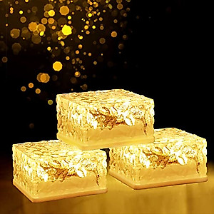 XKSINMY Solar Outdoor Lights Solar Brick Lights Water Proof Solar Ground Lights 4.3 * 4.3inch Warm White Led Lights for Patio Pathway Lawn Yard Deck Driveway Walkway