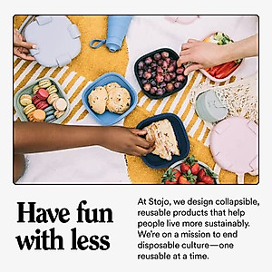 STOJO Collapsible Travel Cup With Straw - Carbon, 16oz / 470ml - Reusable To-Go Pocket Size Silicone Bottle for Hot and Cold Drinks - Perfect for Camping and Hiking - Microwave & Dishwasher Safe