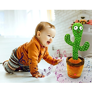 Majesty Trends Dancing Cactus Toy Talking Singing Plush Toy Mimicking Repeats What You Say, Have Recording & 120 Funny Musical Songs Wiggly Dance with Lighting Funny Kids Gift