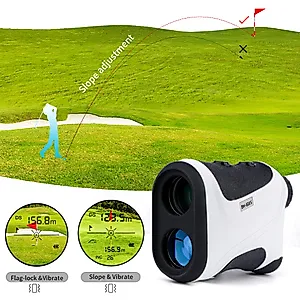 Golf Laser Rangefinder for Golf & Hunting Range Finder Gift, Distance Finder with Slope Mode, Flag Pole Locking Vibration Fast Focus System (BH600S)