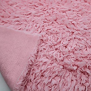 Texco Inc Flokati Curly Faux Fur Cuddly Fabric, Baby Pink 1 Yard