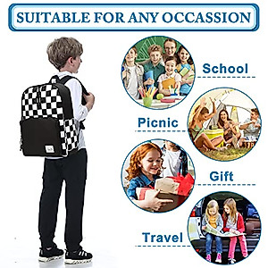 VASCHY School Backpack, Lightweight Travel Backpack for Men Women Schoolbag Bookbag for Kids Teen Boys Girls Black White Plaid