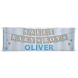 Let's Make Memories Personalized Sweet Baby Banner - Blue Baby Banner - Welcome Baby Banner - Customized Baby Shower Decor - 6 Feet Long