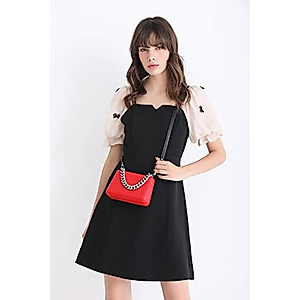 M10M15 Handbag Women PU Leather Clutch Purse Crossbody Shoulder Bag with Metal Chain Adjustable Strap