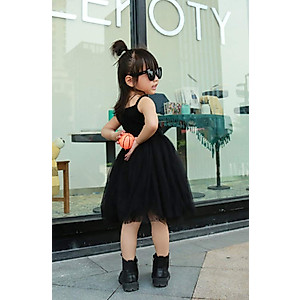 GSVIBK Baby Girls Tutu Dress Toddler Tulle Tutu Dress Infant Tulle Dresses Princess Party Dress 580 Black 4T