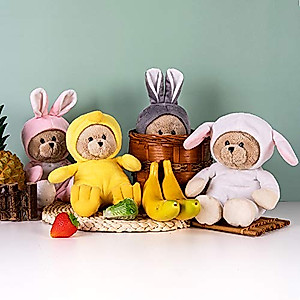 My OLi 7" Easter Bears Pack of 4 Stuffed Costumed Teddy Bears: Bunny, Chicken and Sheep with Flippable Hats Easter Gifts for Babies Kids Boys Girls