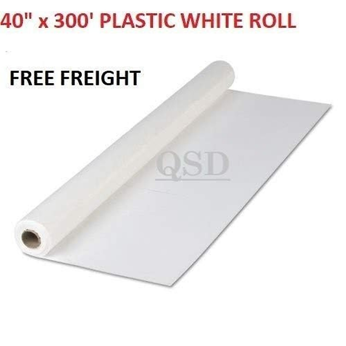 QSD Plastic Party Banquet Disposable Tablecloth Roll White- 300 ft. x 40 in. - Each Roll Covers 36 8' Foot Tables - 12 Pack