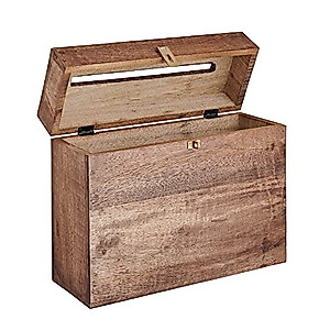 Wedding Card Box with Card Slit and Lock 12"X10"X4.5" Distressed Finish Gift Card Box Wishing Well Card Box for Weddings, Receptions, Birthdays, Graduations, Baby Showers, Honeymoon Funds (Walnut)