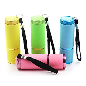 DAFURIET 9 LED Glow in Dark Flashlights, 4 Pack Rubber Coated Handheld Flashlights with Straps, Aluminum Portable Lights for Camping, Hiking, Emergency