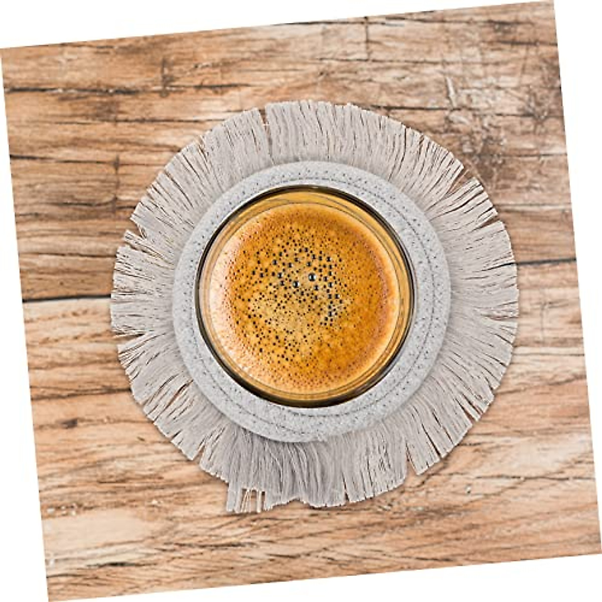 SHOWERORO 2pcs Tassel Placemat Bohemian Table Mats Farmhouse Jute Table Mats Tassel Placemats Table Coasters for Drinks Jute Placemat Woven Round Placemats Coasters for Drinks Absorbent Desk