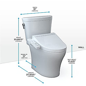 Aquia IV Arc 2-piece 0.9/1.28 GPF Dual Flush Elongated Comfort Height Toilet in. Cotton White C2 Washlet Seat Included