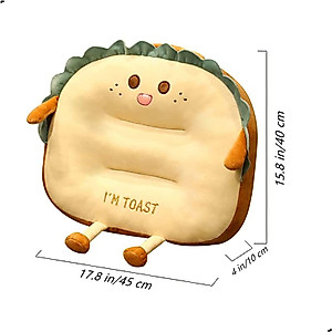 JOSON Cartoon Double-Sided Chair Cushion Toast Travel Pillow, Soft and Lovely Plush Toast Cushion, Suitable for Cars, Sofas, Balconies, Offices and Families (Happy)