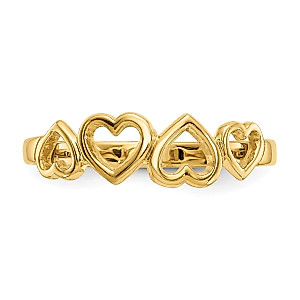 IceCarats 14K Yellow Gold Heart Ring Love Band Size 7.00