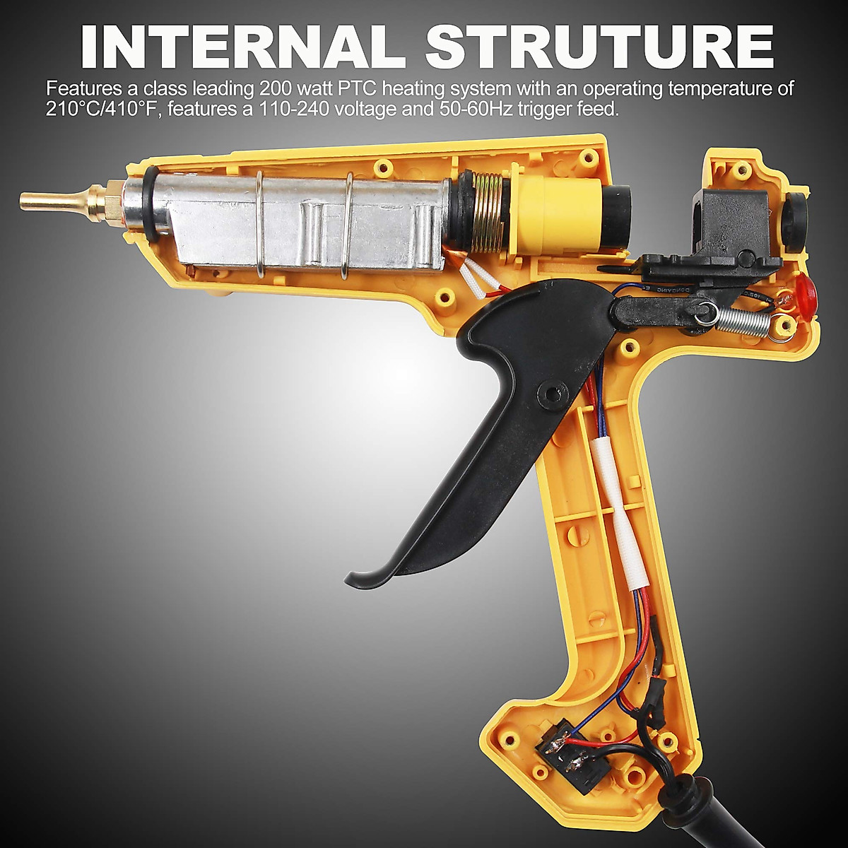 Anyyion 200W Industrialt Glue Gun – High-Output Hot Melt Glue Gun – Professional Grade Hot Glue Gun for Carpentry, Repairs & Remodeling