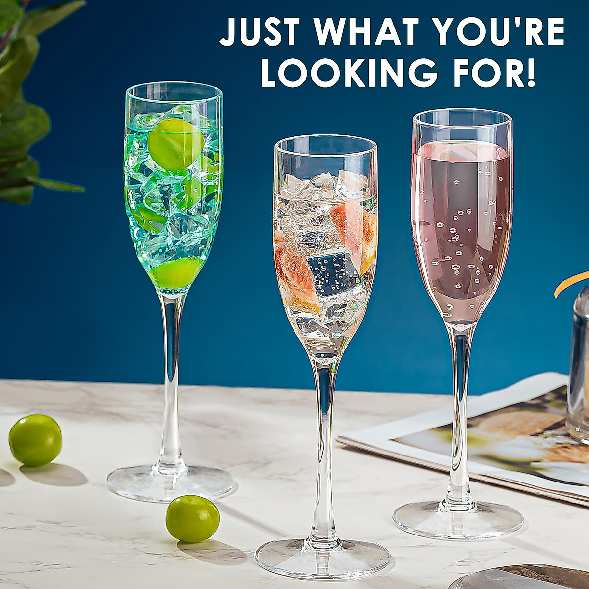 eventpartener Plastic Champagne Flutes, 16 PCS Hard Disposable Unbreakable 5 Oz Champagne Glasses, Shatterproof Toasting Glasses, Ideal for Home Daily Life Wedding Toasting Drinking, Party Supplies